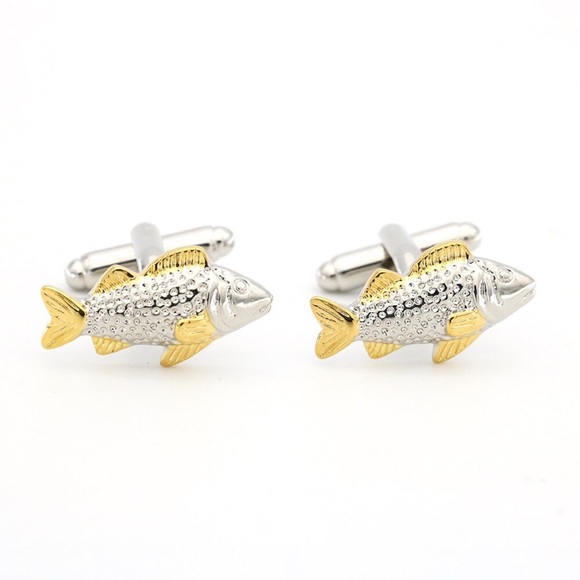 Accessories | Bass Fish Fisherman Silver And Gold Cufflinks | Poshmark